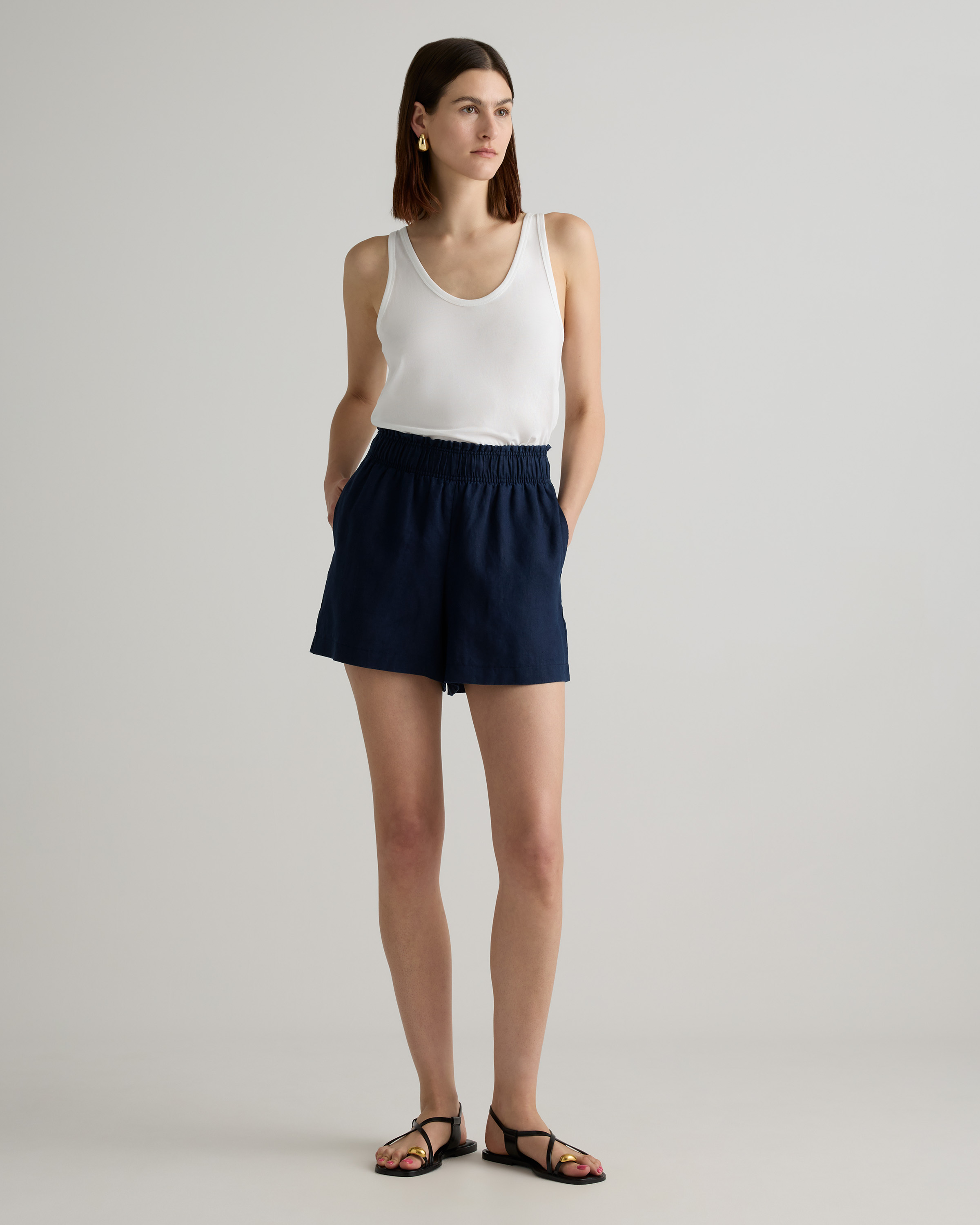 QUINCE QUINCE Linen High Waisted Shorts
